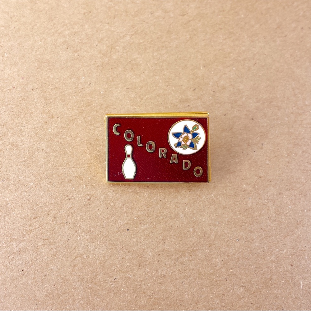 Vintage Colorado Women's Bowling Enamel Pin - Gem